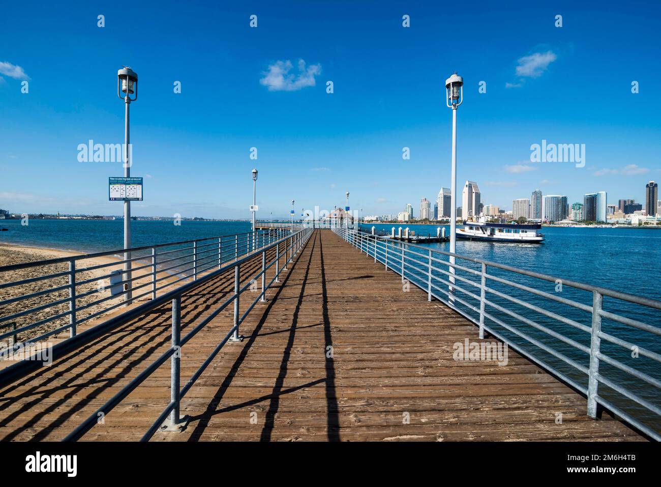 Long Pier, San Diego skyline, Coronado, San Diego, California, USA ...