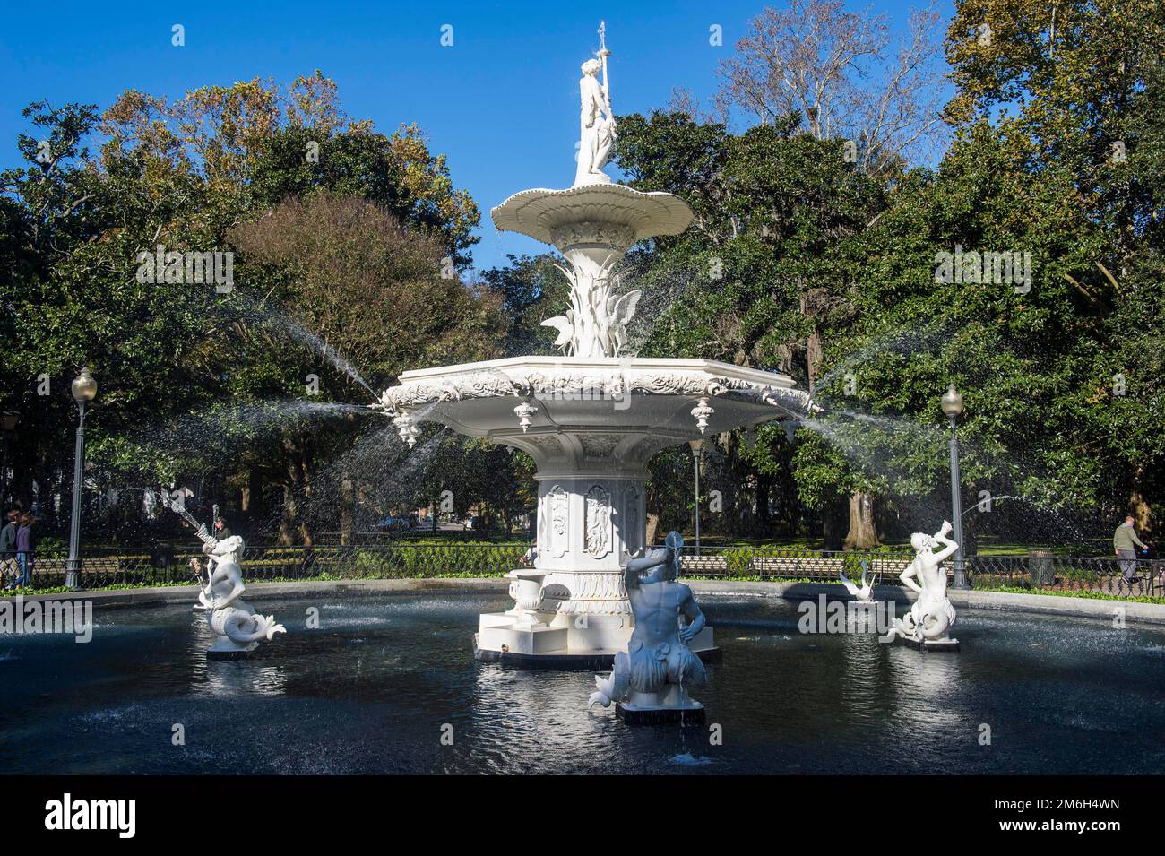 Forsyth Park with the Forsyth fountain, Savannah, Georgia, USA Stock ...