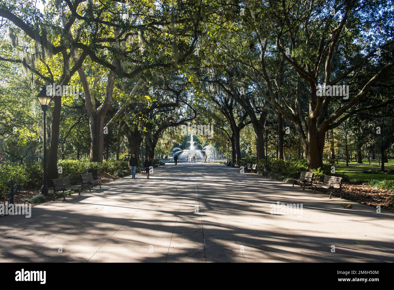 Forsyth Park with the Forsyth fountain, Savannah, Georgia, USA Stock ...