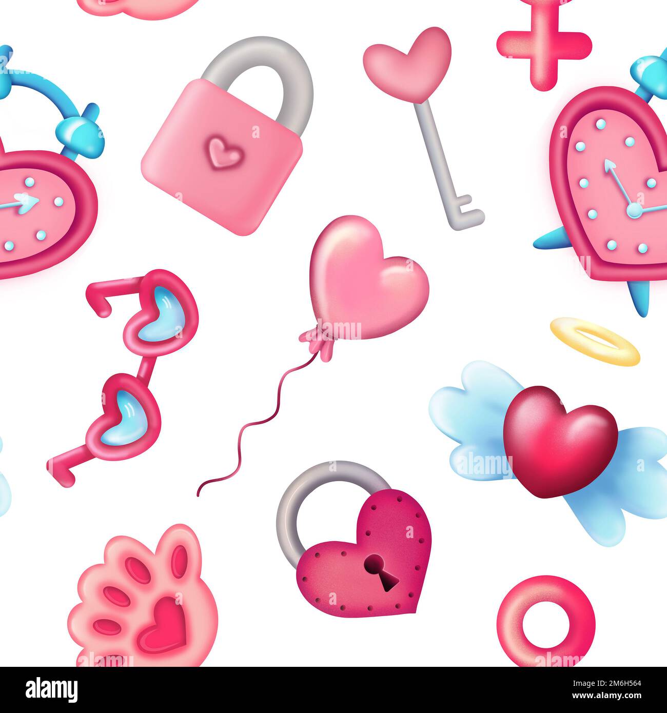 Pink heart key pattern Cut Out Stock Images & Pictures - Alamy