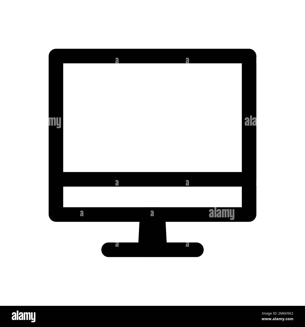 Computer monitor icon line isolated on white background. Black flat ...