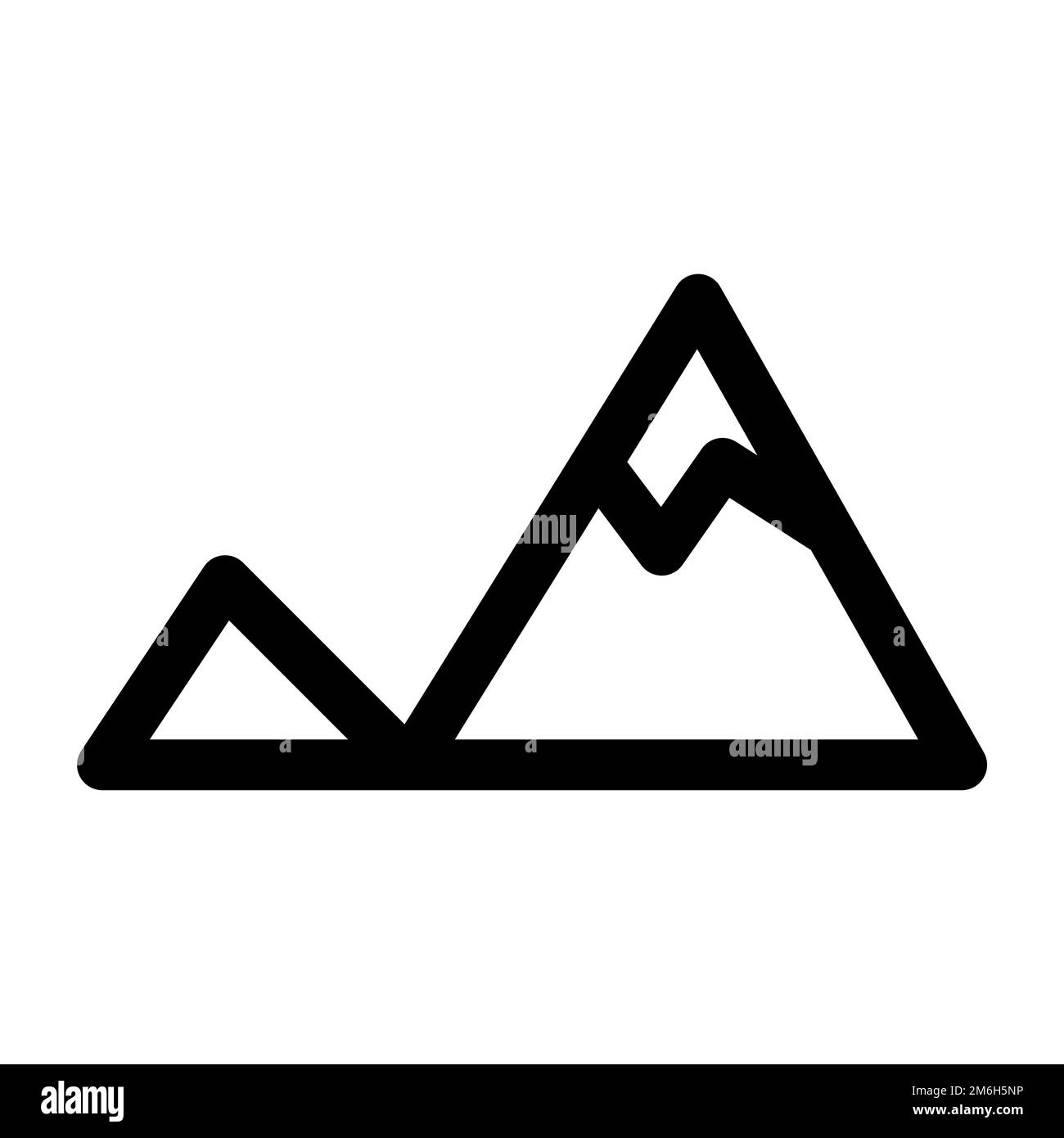Mountain icon line isolated on white background. Black flat thin icon ...