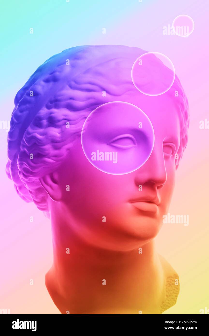 Gypsum copy of ancient statue Venus head isolated on white background ...