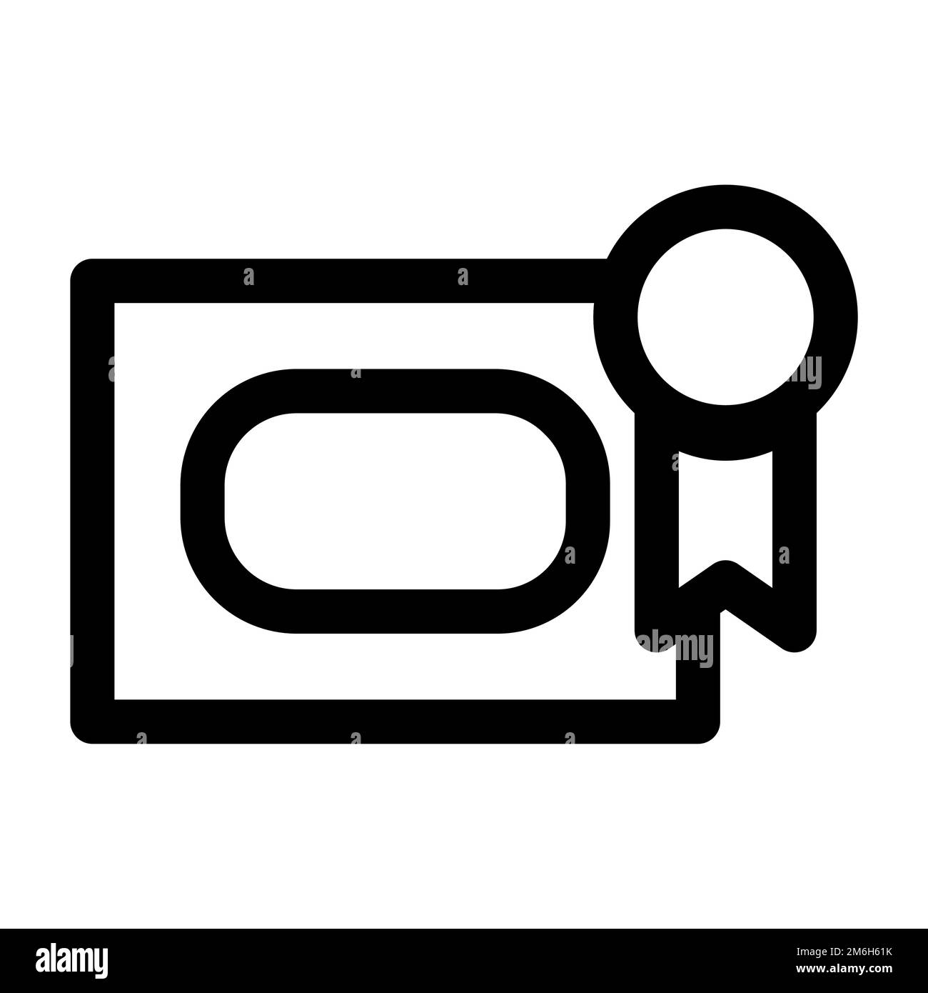 Certificate icon line isolated on white background. Black flat thin ...