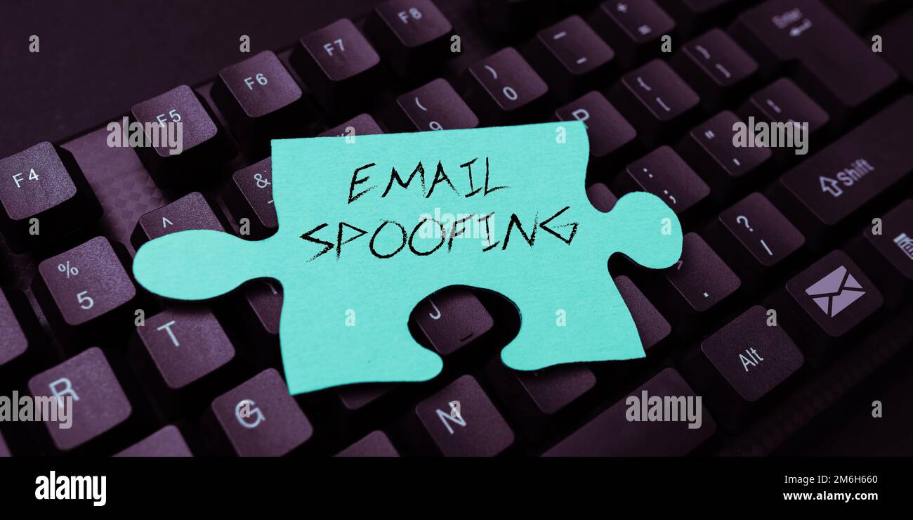 Text caption presenting Email Spoofing. Word for secure the access and ...