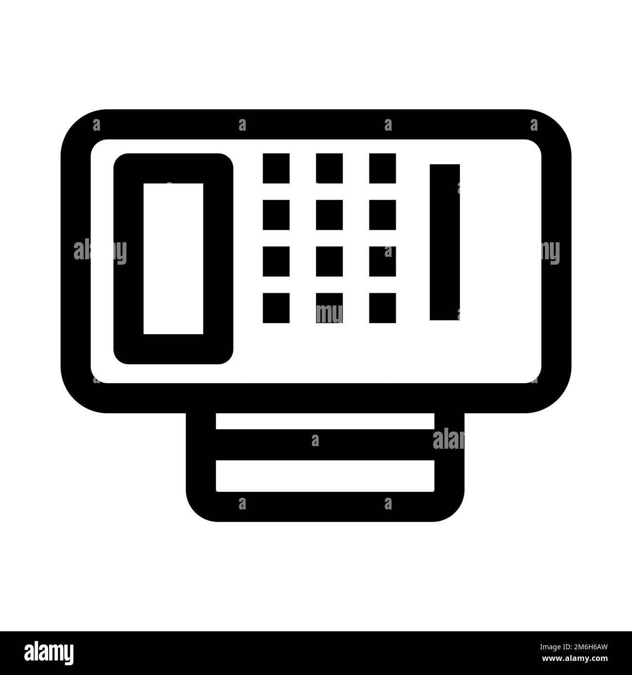 POS terminal icon line isolated on white background. Black flat thin icon on modern outline ...