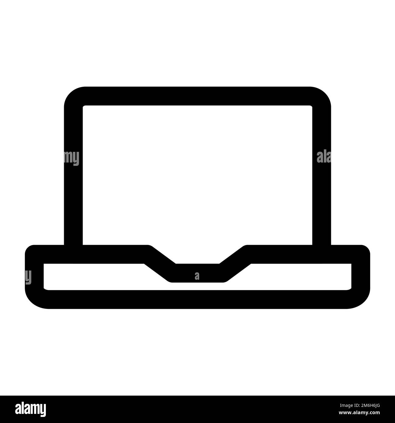 Laptop icon line isolated on white background. Black flat thin icon on ...