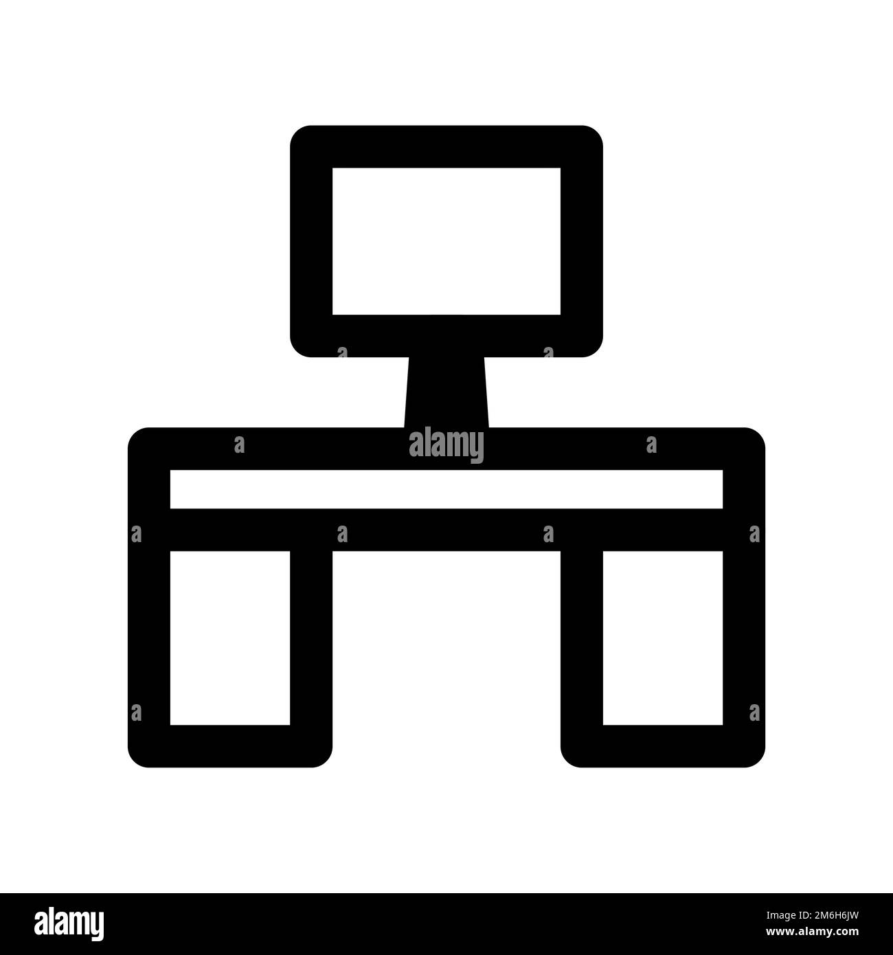 Work table icon line isolated on white background. Black flat thin icon ...