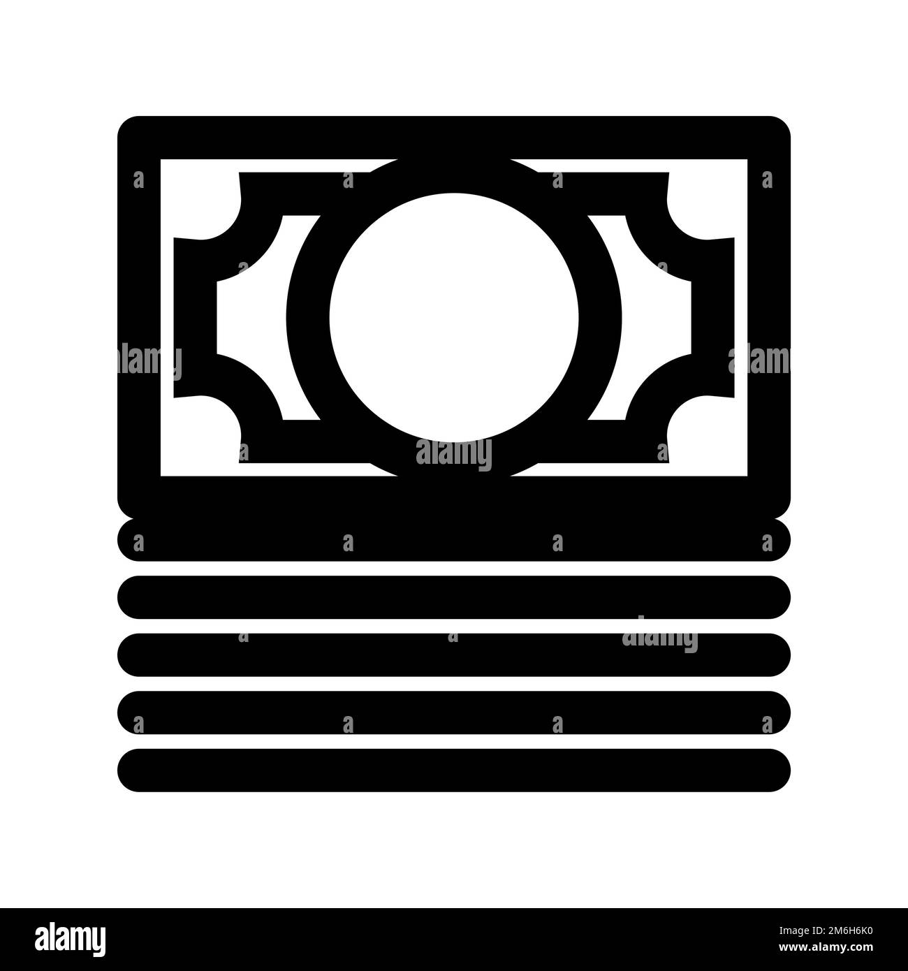 Money stack icon line isolated on white background. Black flat thin ...