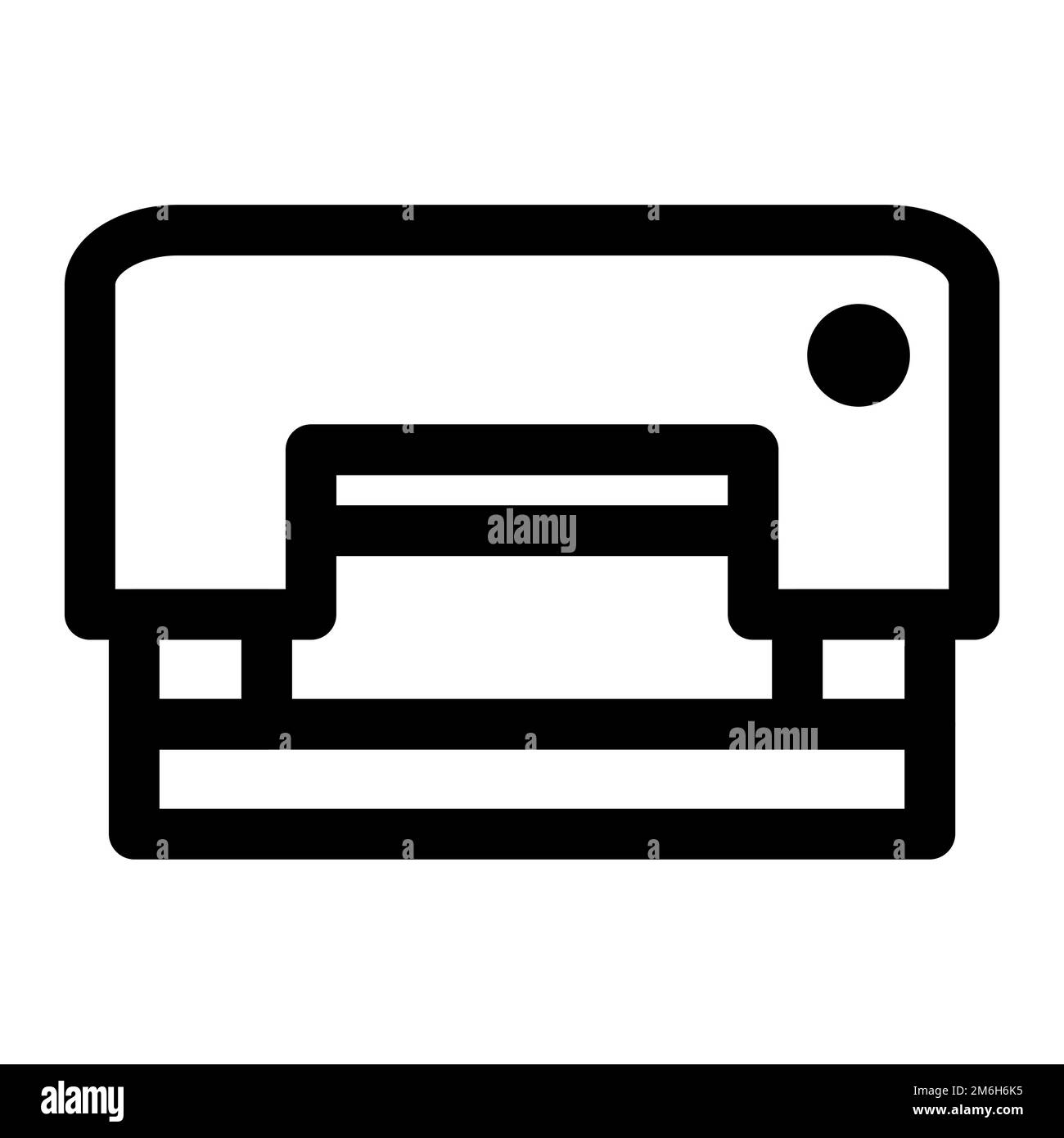 Printer icon line isolated on white background. Black flat thin icon on ...