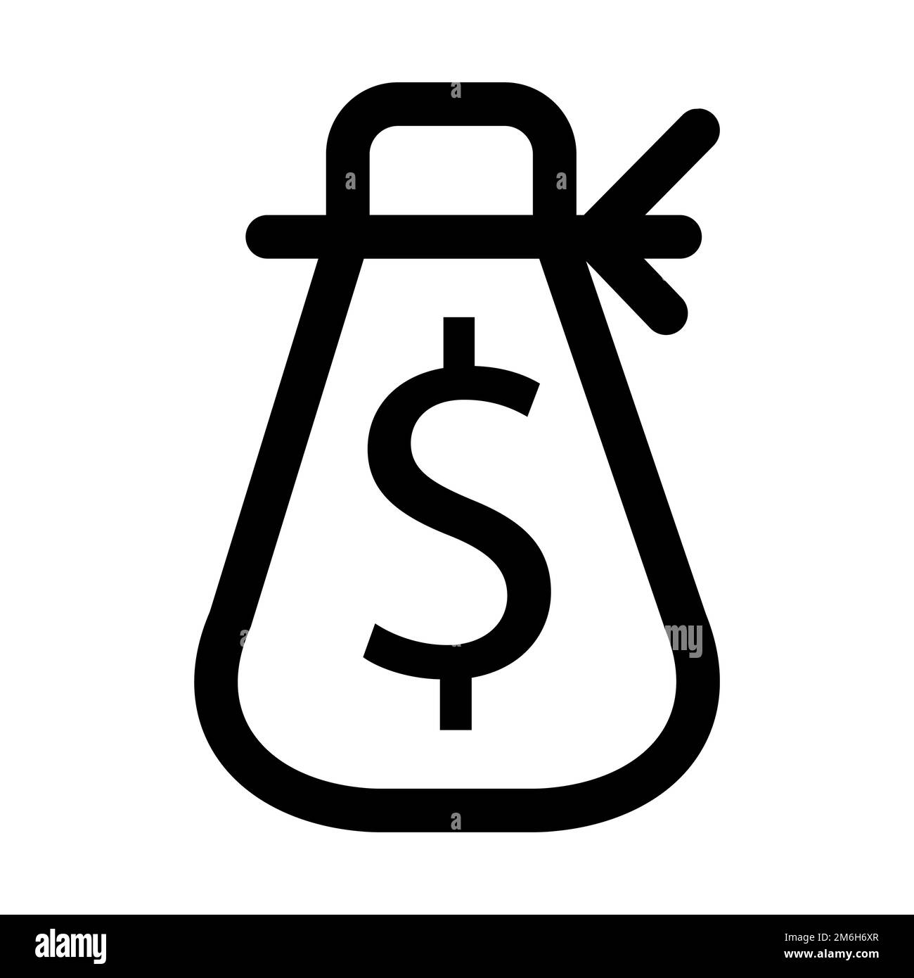 Poor money icon line isolated on white background. Black flat thin icon ...
