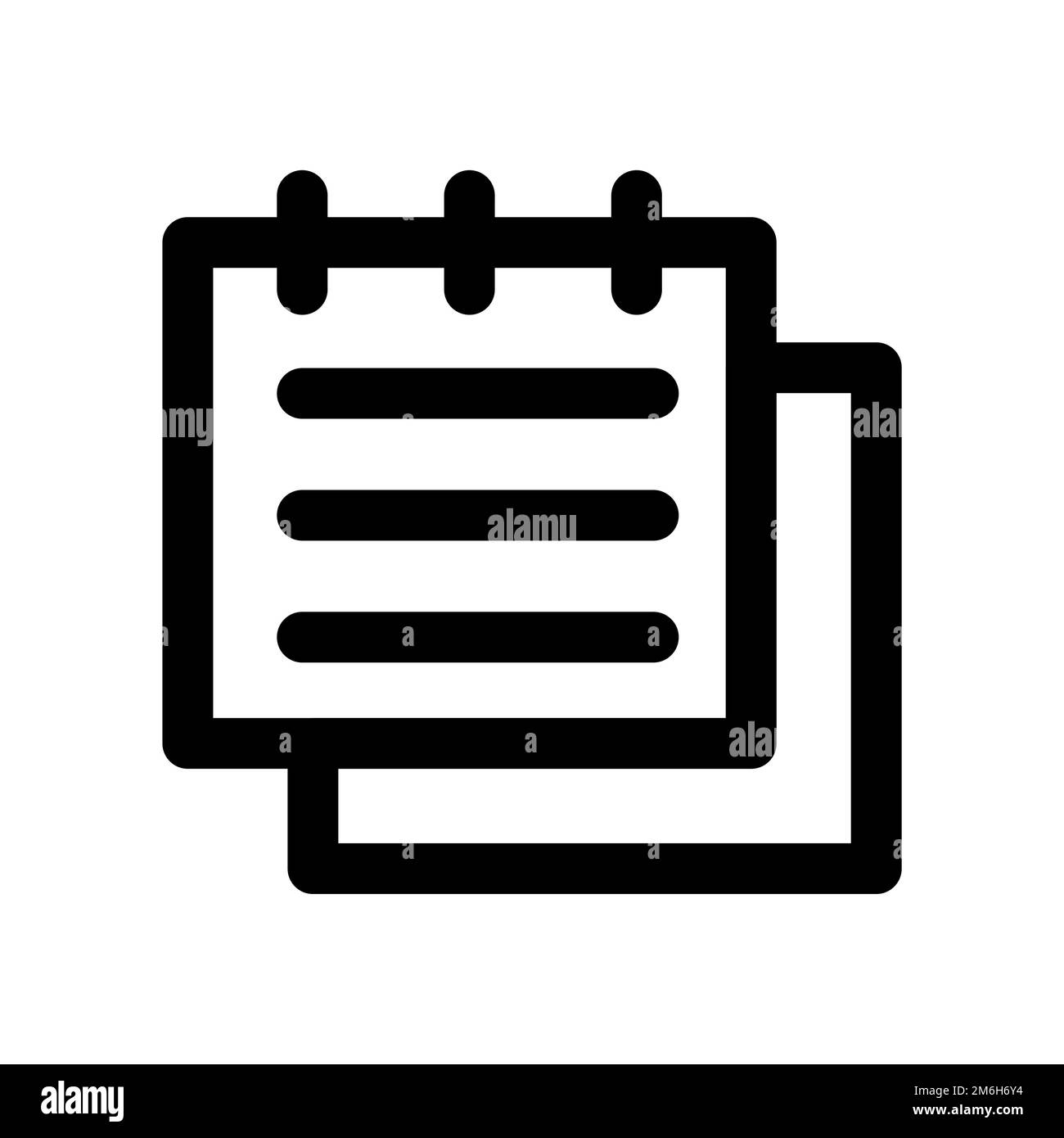 Paper notes icon line isolated on white background. Black flat thin ...