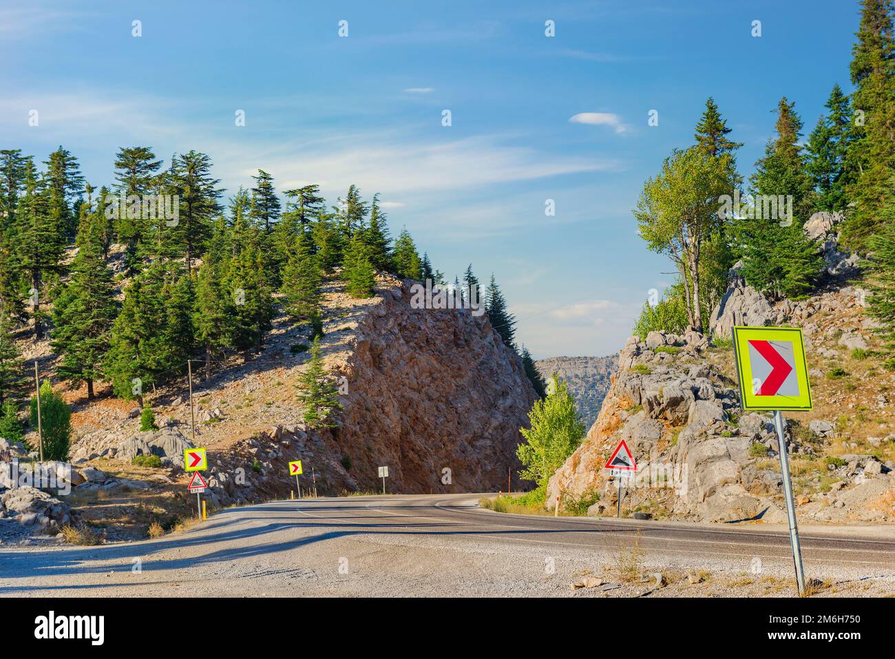 Bend to right road sign hi-res stock photography and images - Alamy