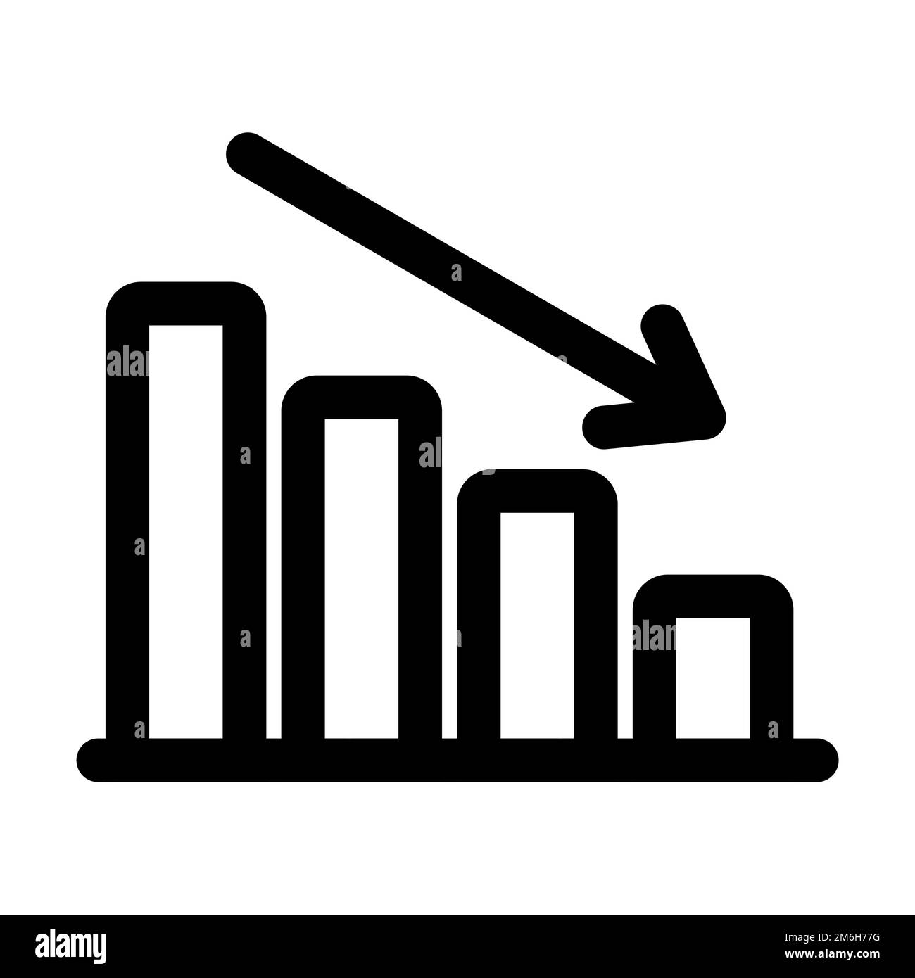 Decreasing stats icon line isolated on white background. Black flat thin icon on modern outline ...