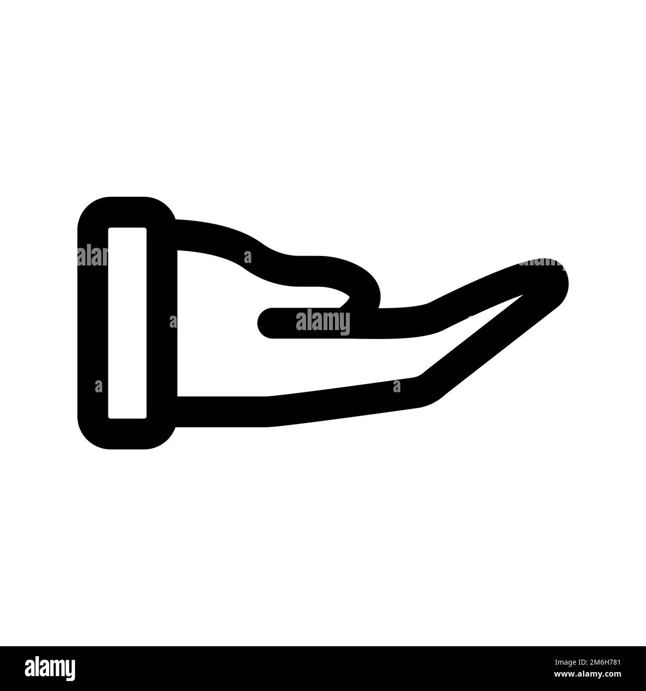 Hand icon line isolated on white background. Black flat thin icon on ...