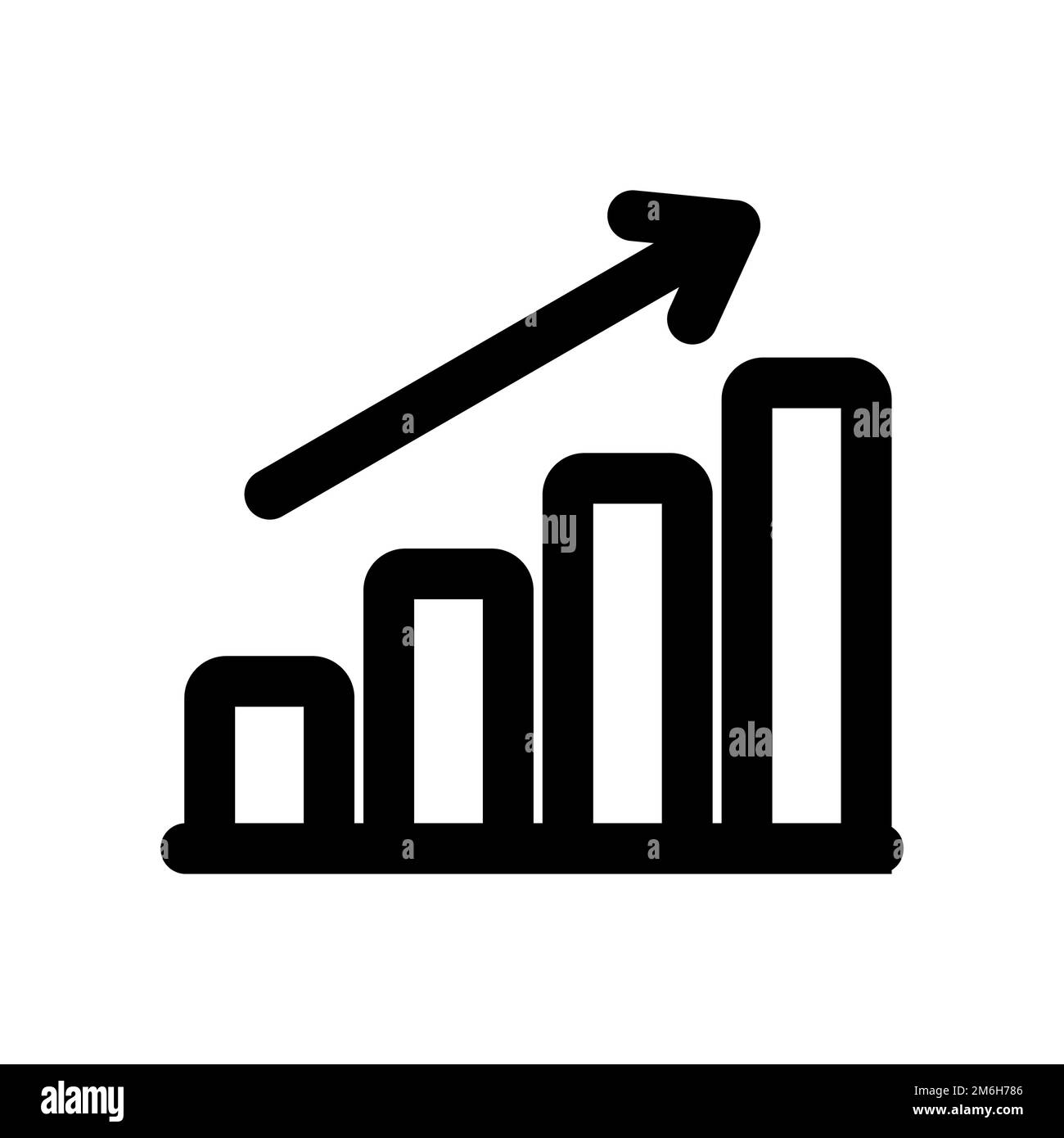 Growing stats icon line isolated on white background. Black flat thin icon on modern outline ...