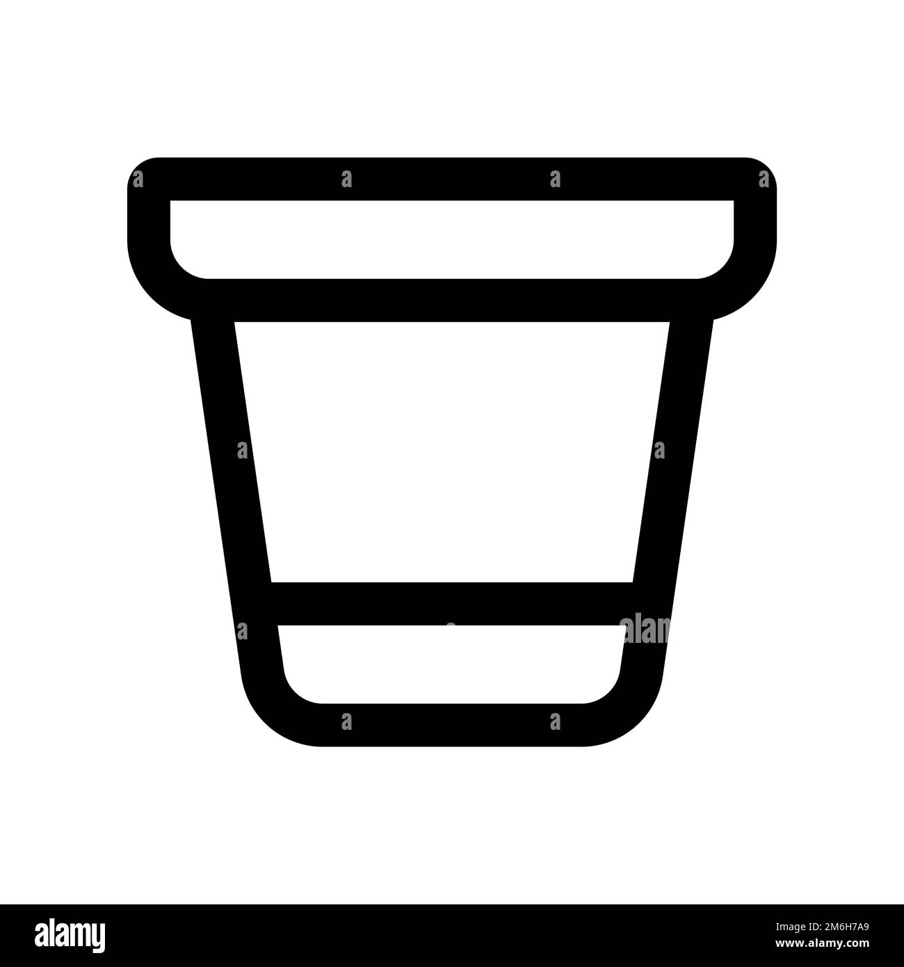 Flower pot icon line isolated on white background. Black flat thin icon ...