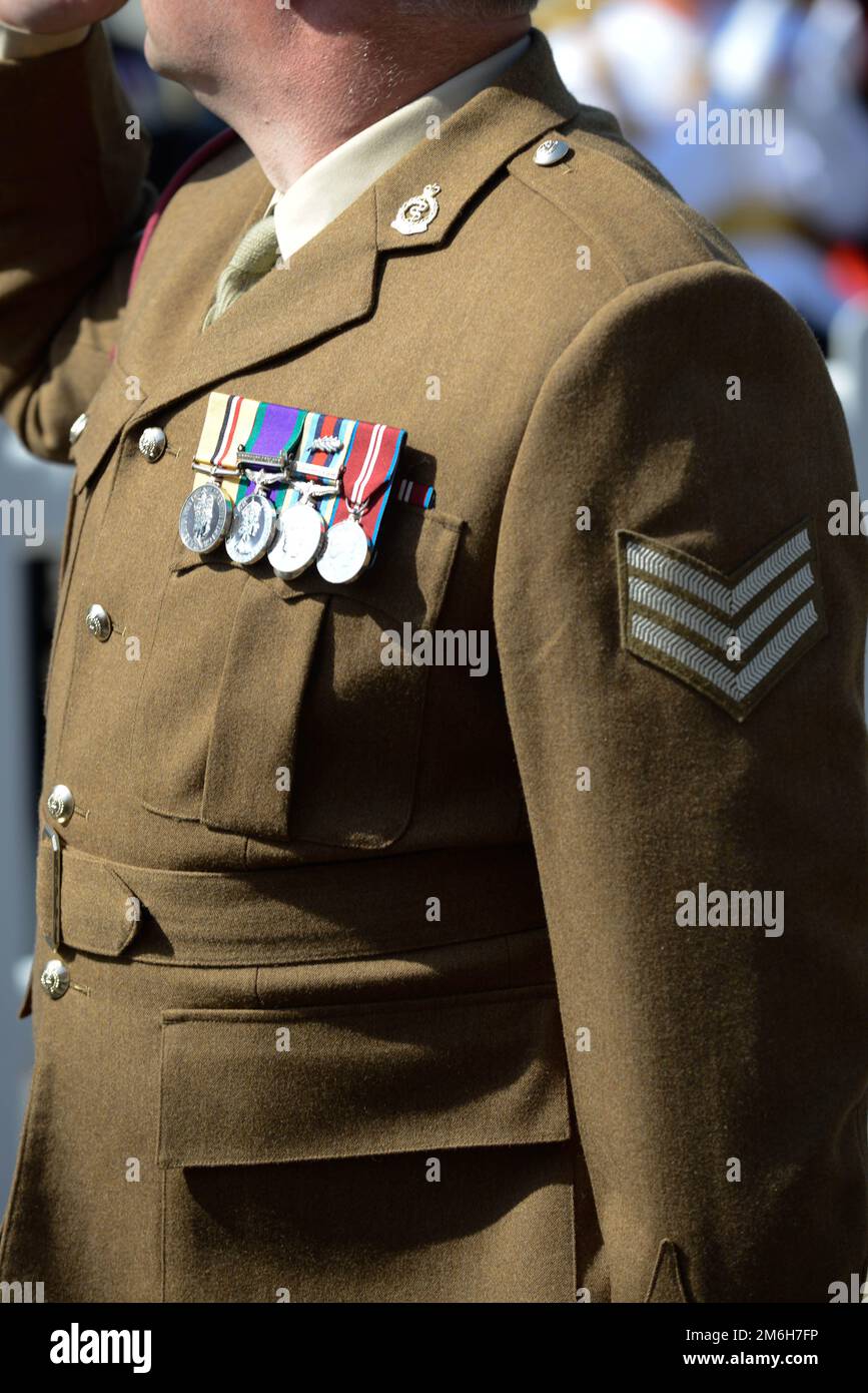 Royal Electrical and Mechanical Engineers march on parade Stock Photo ...