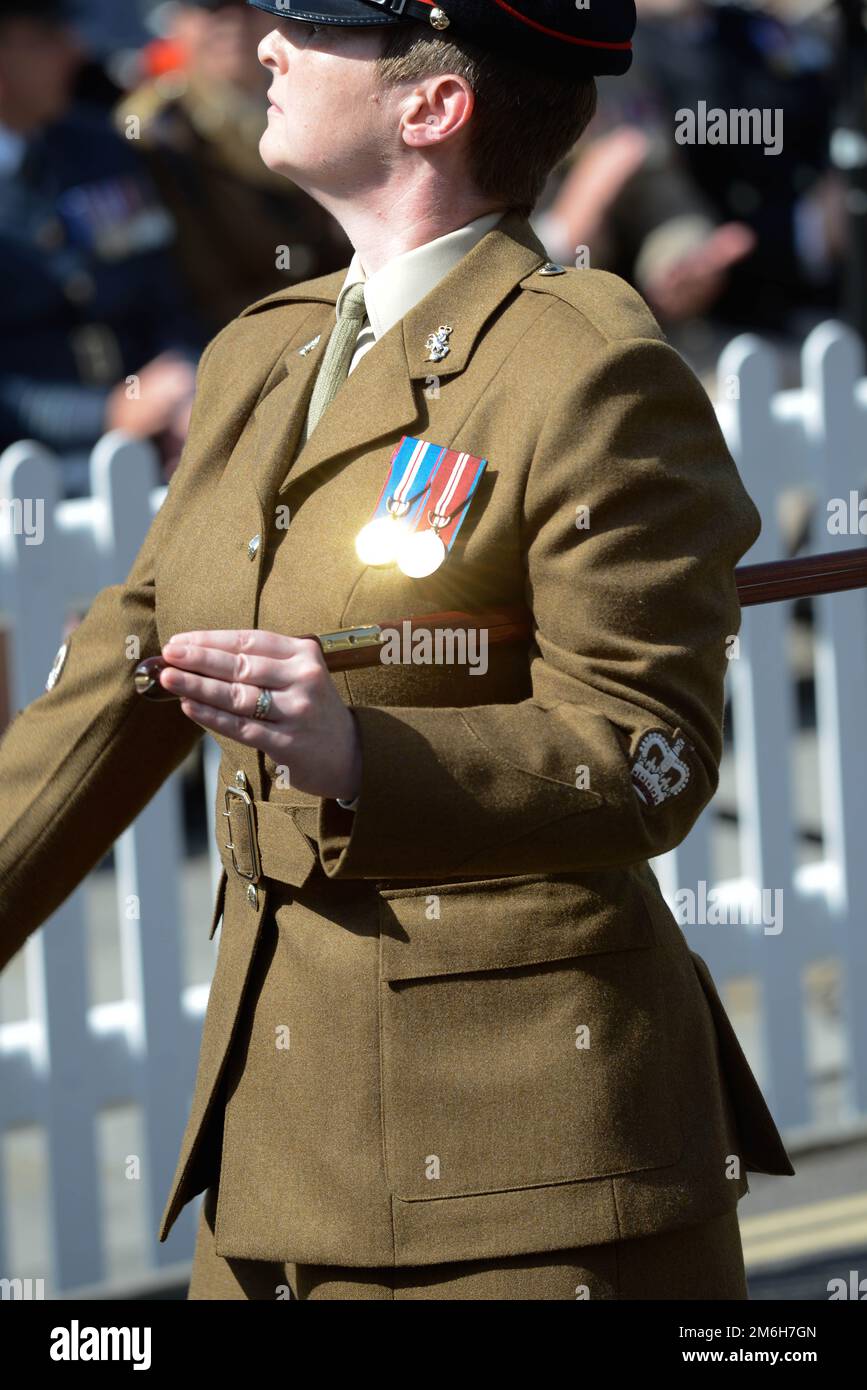 Royal Electrical and Mechanical Engineers march on parade Stock Photo ...