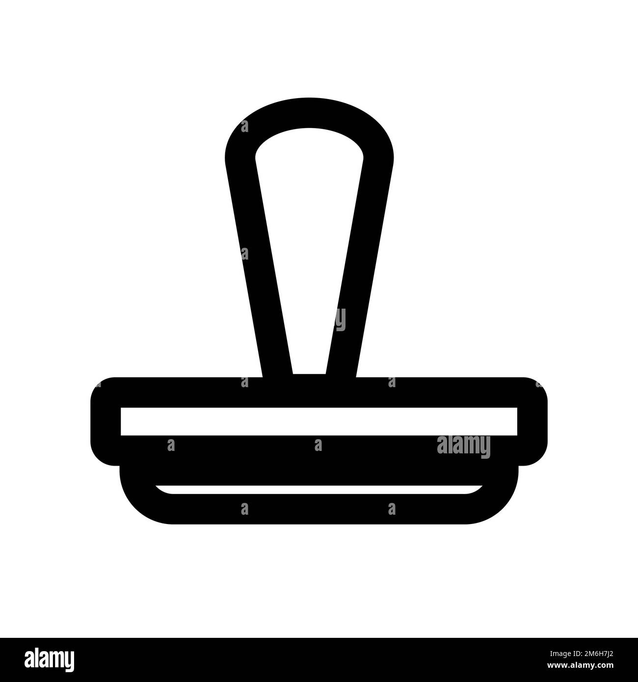 Stamp icon line isolated on white background. Black flat thin icon on ...