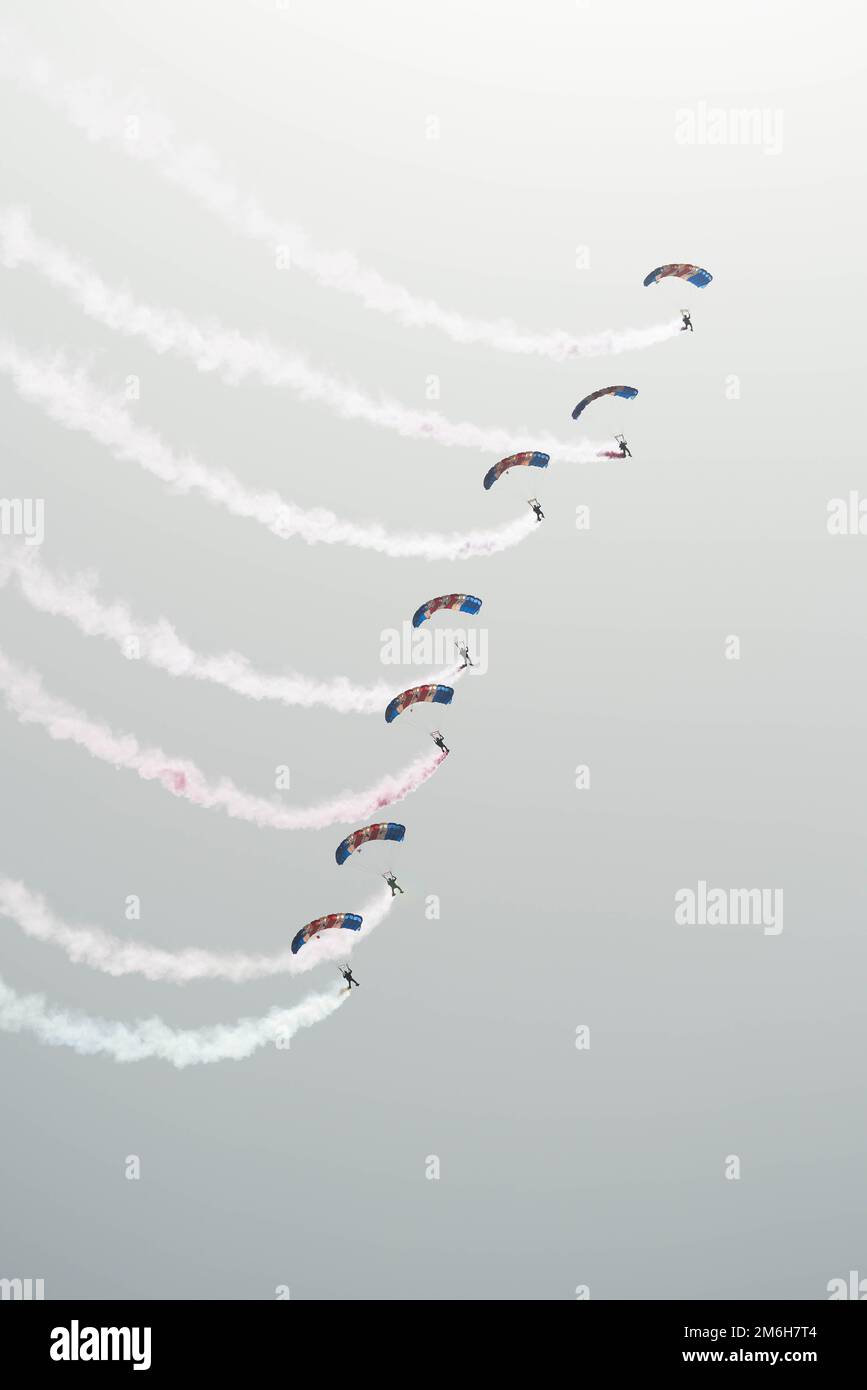 RAF Falcons Parachute Display Team in action over, Armed Forces Day ...