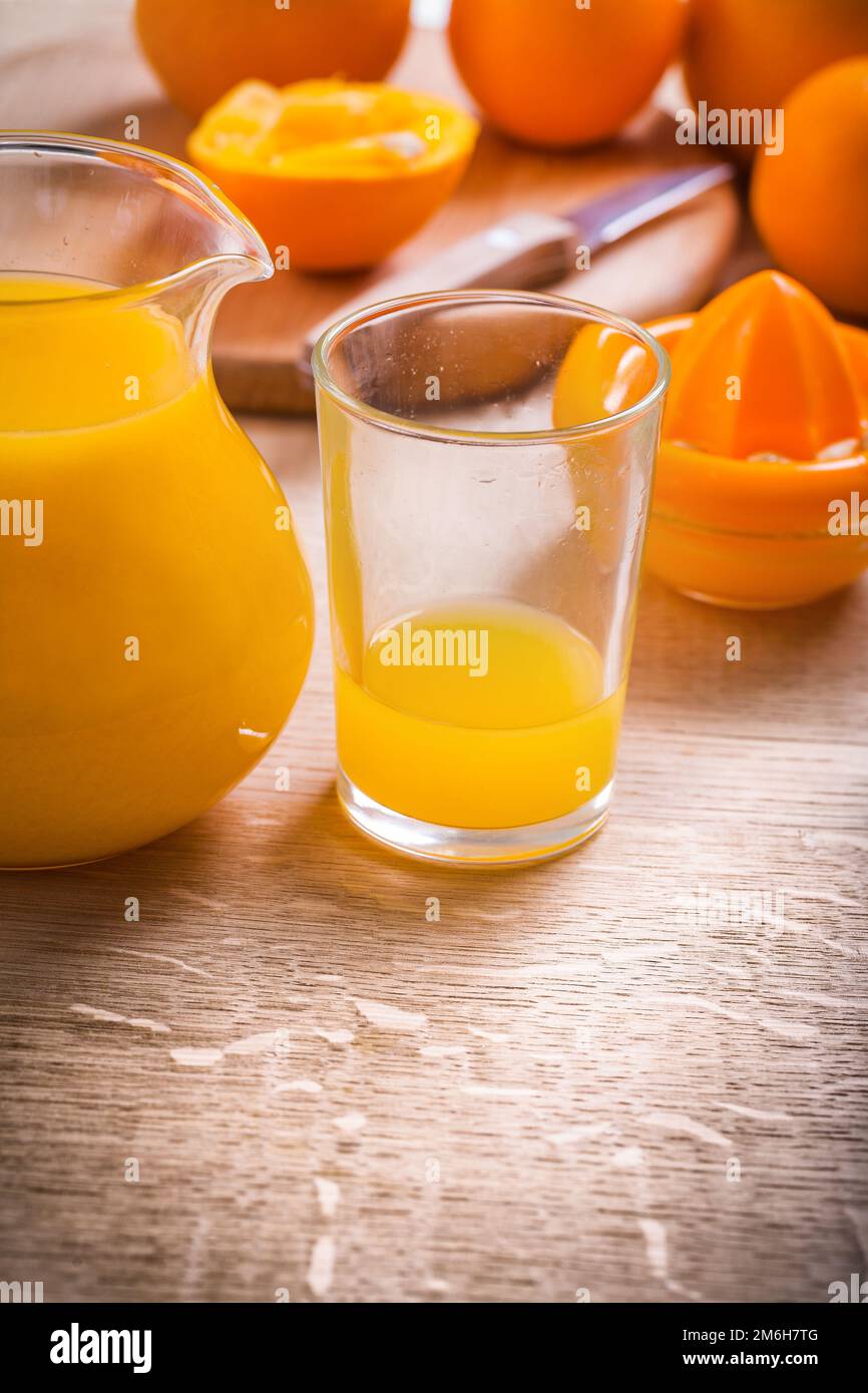 pitcher glass with juice of oranges food and drink concept Stock Photo ...