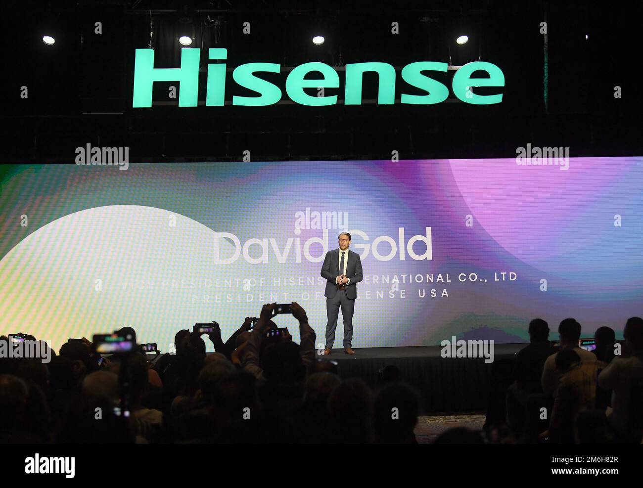 Hisense International Co. President David Gold speaks during the CES ...
