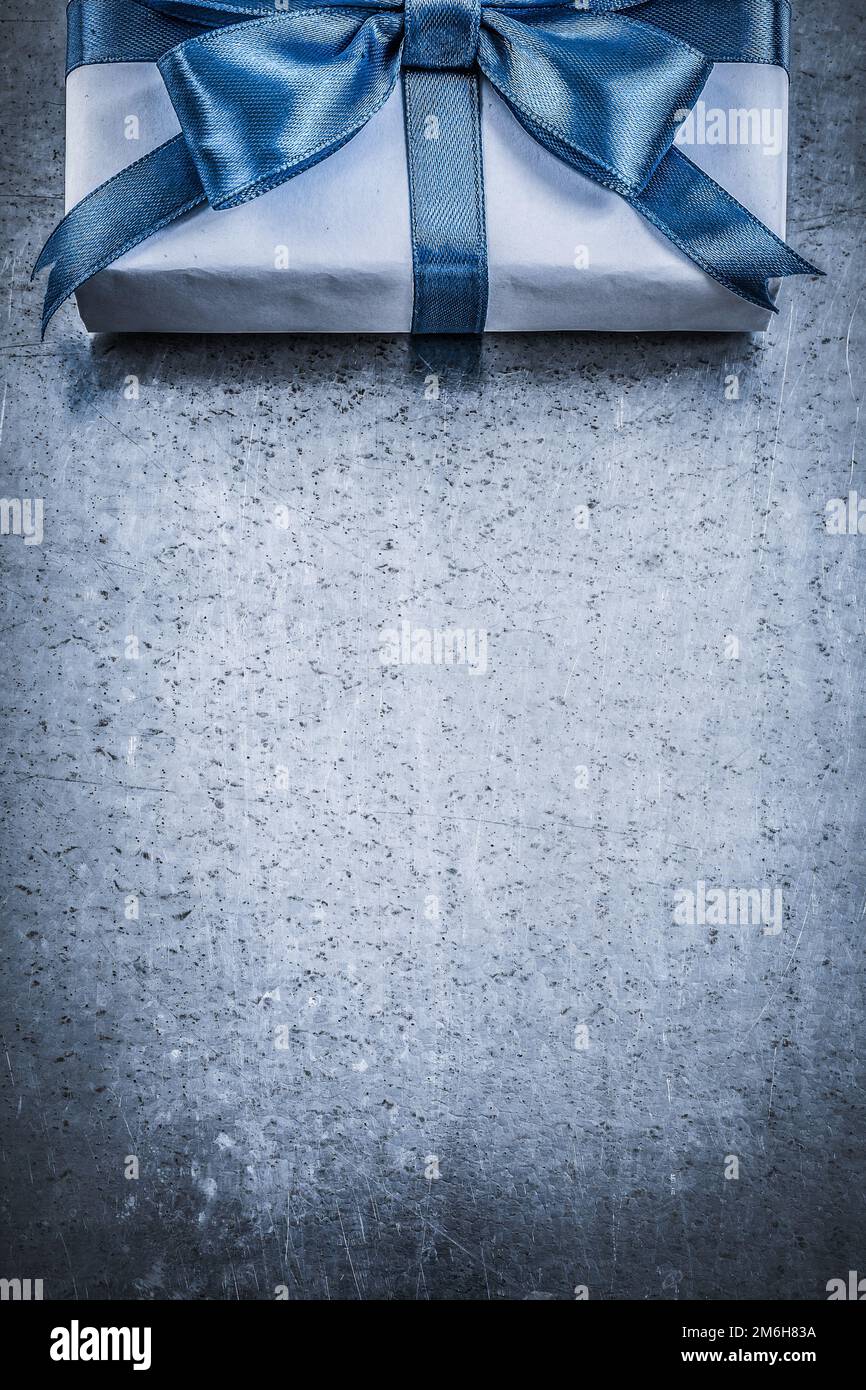 Present box on metallic background copyspace celebrations concept Stock ...