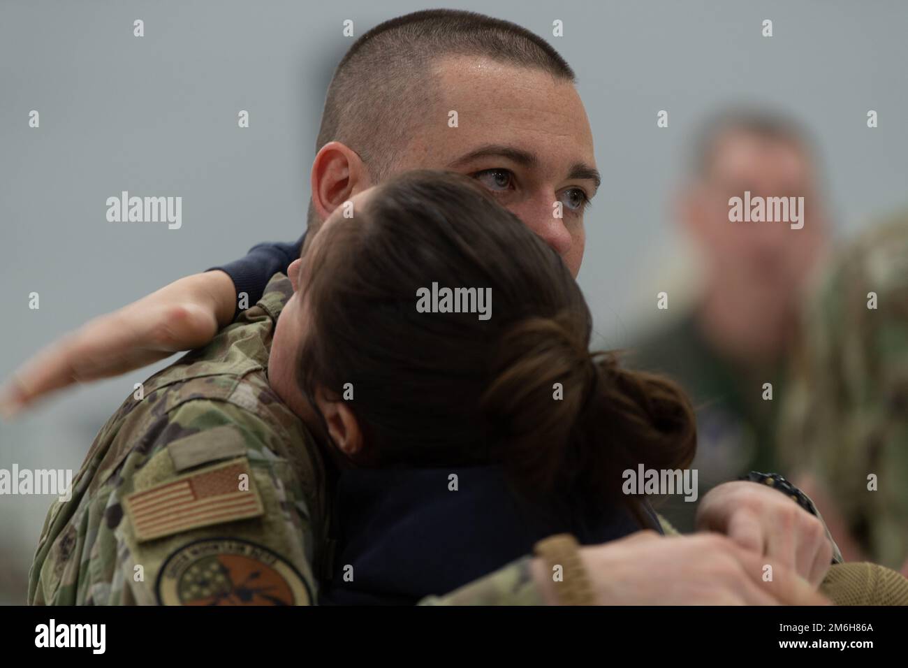 A Vermont Air National Guard member says goodbye prior to his departure ...