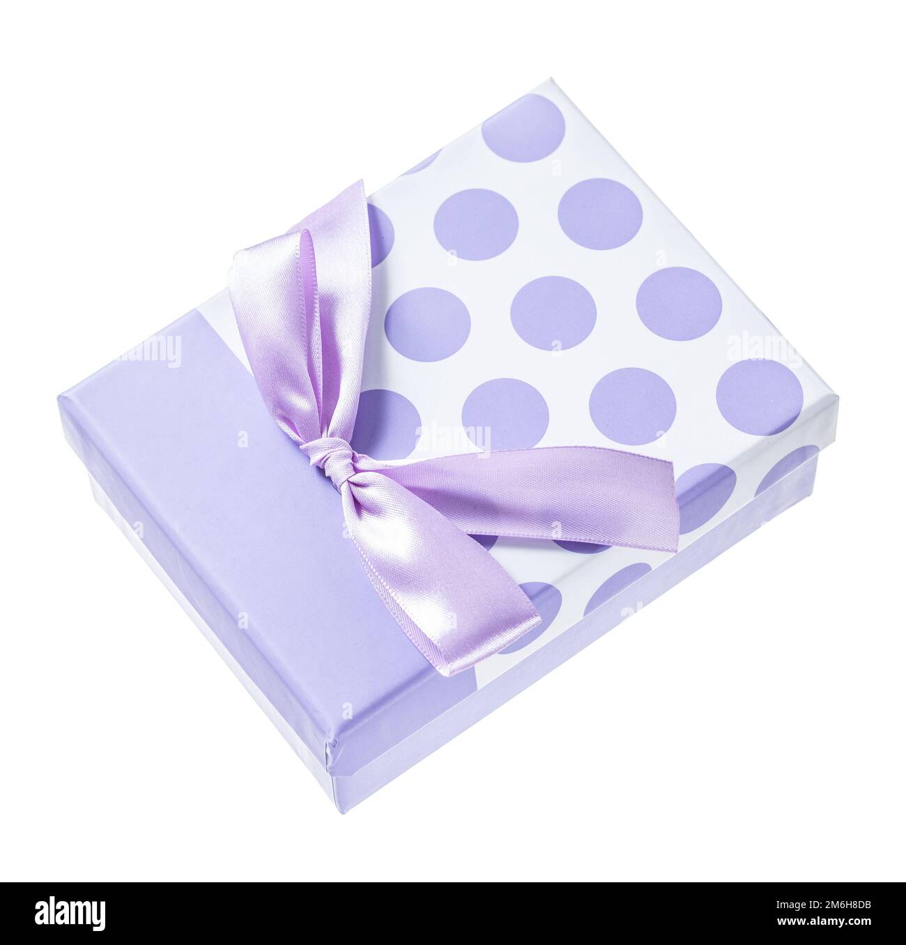 Purple wrapped present box isolated on white Stock Photo - Alamy