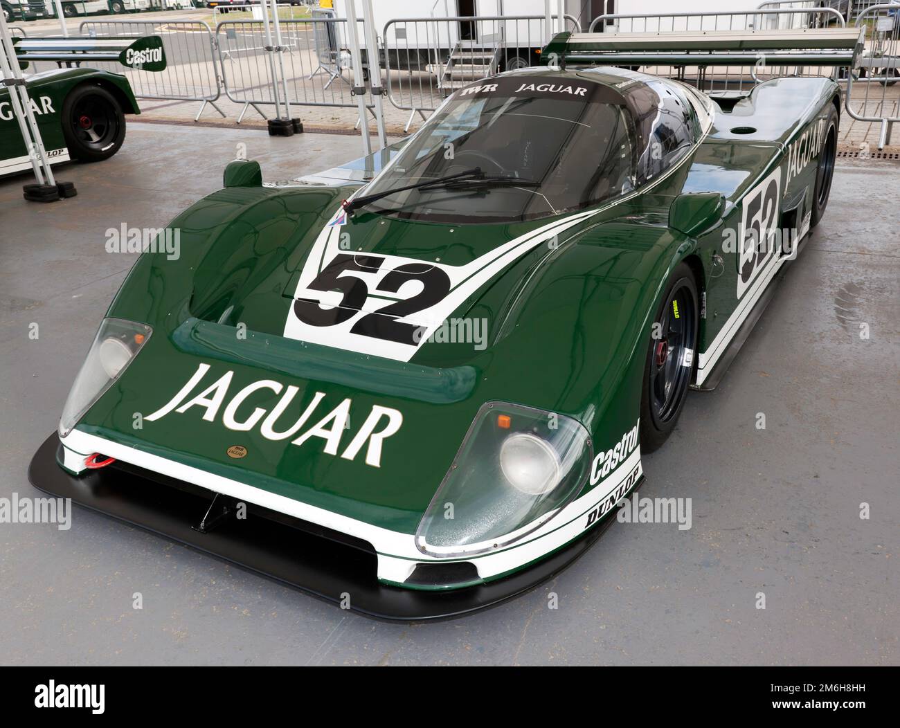 Three-quarter front view of a 1985, Tom Walkinshaw Racing, Jaguar XJR6 ...