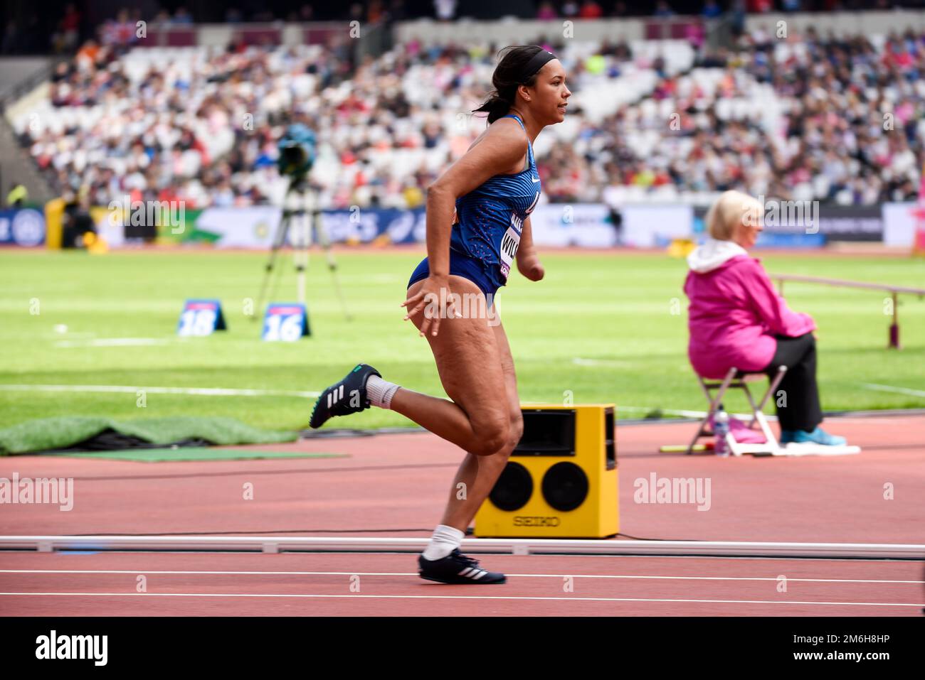 Taleah Williams of USA competing in the T47 400m in the 2017 World Para Athletics Championships ...