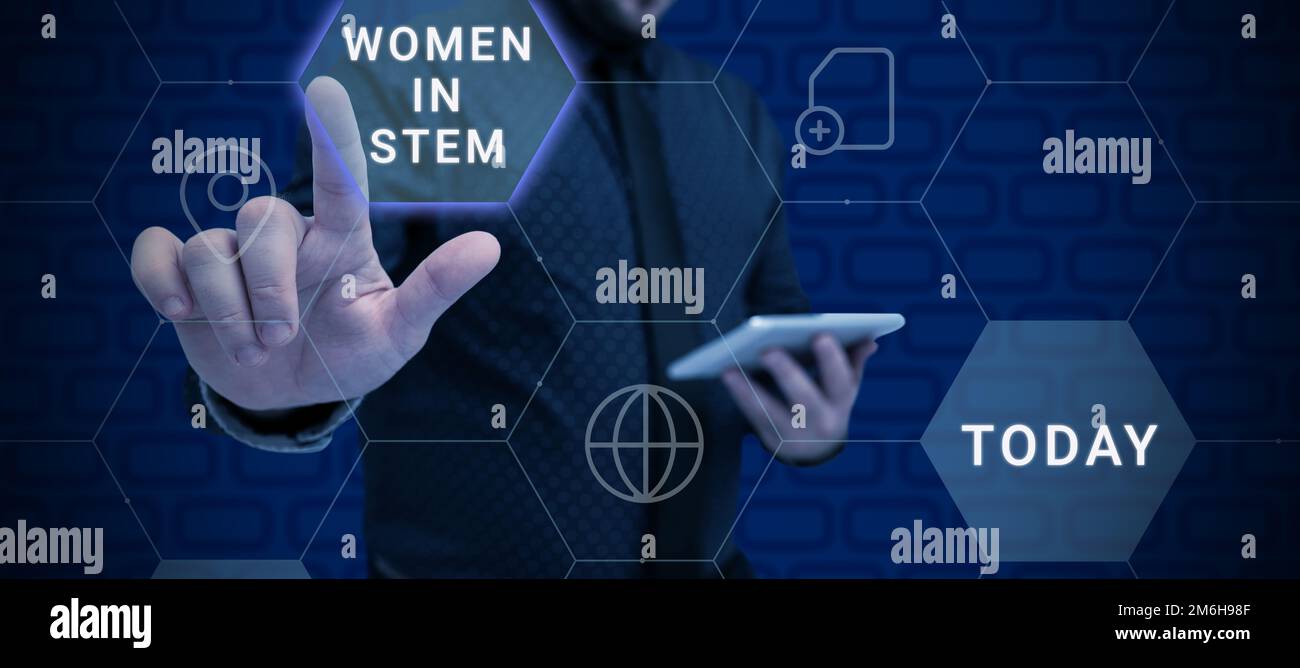 Text showing inspiration Women In Stem. Internet Concept Science ...