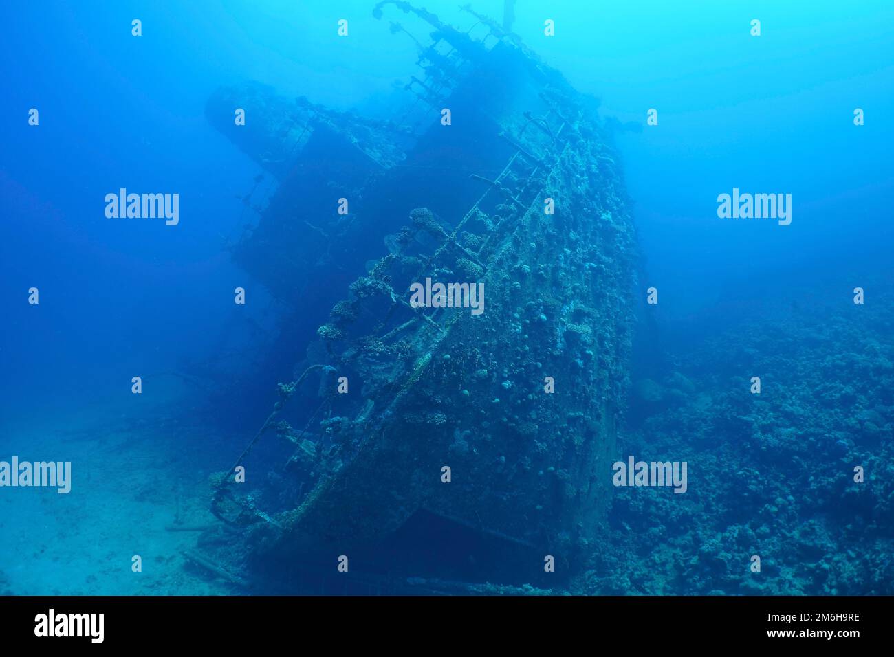 Wreck of the Giannis D in the backlight. Dive site Giannis D wreck ...