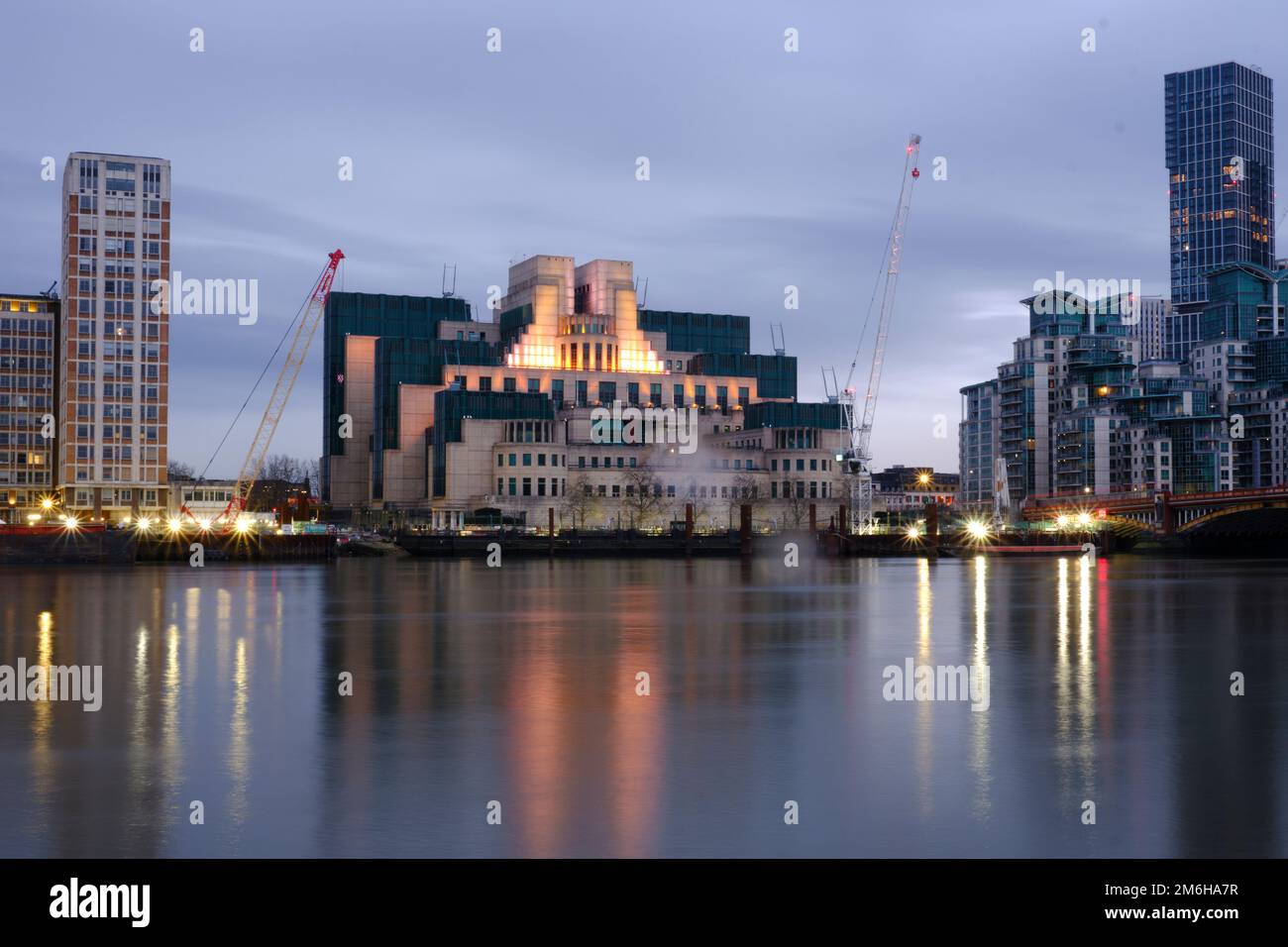 MI6 Vauxhall Cross Building seen from across the river on Victoria ...