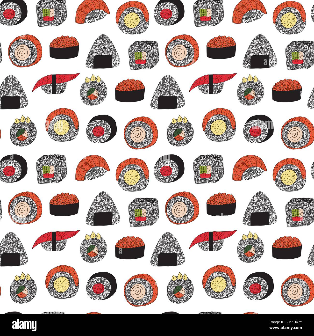 Seamless pattern sushi roll Cut Out Stock Images & Pictures - Alamy