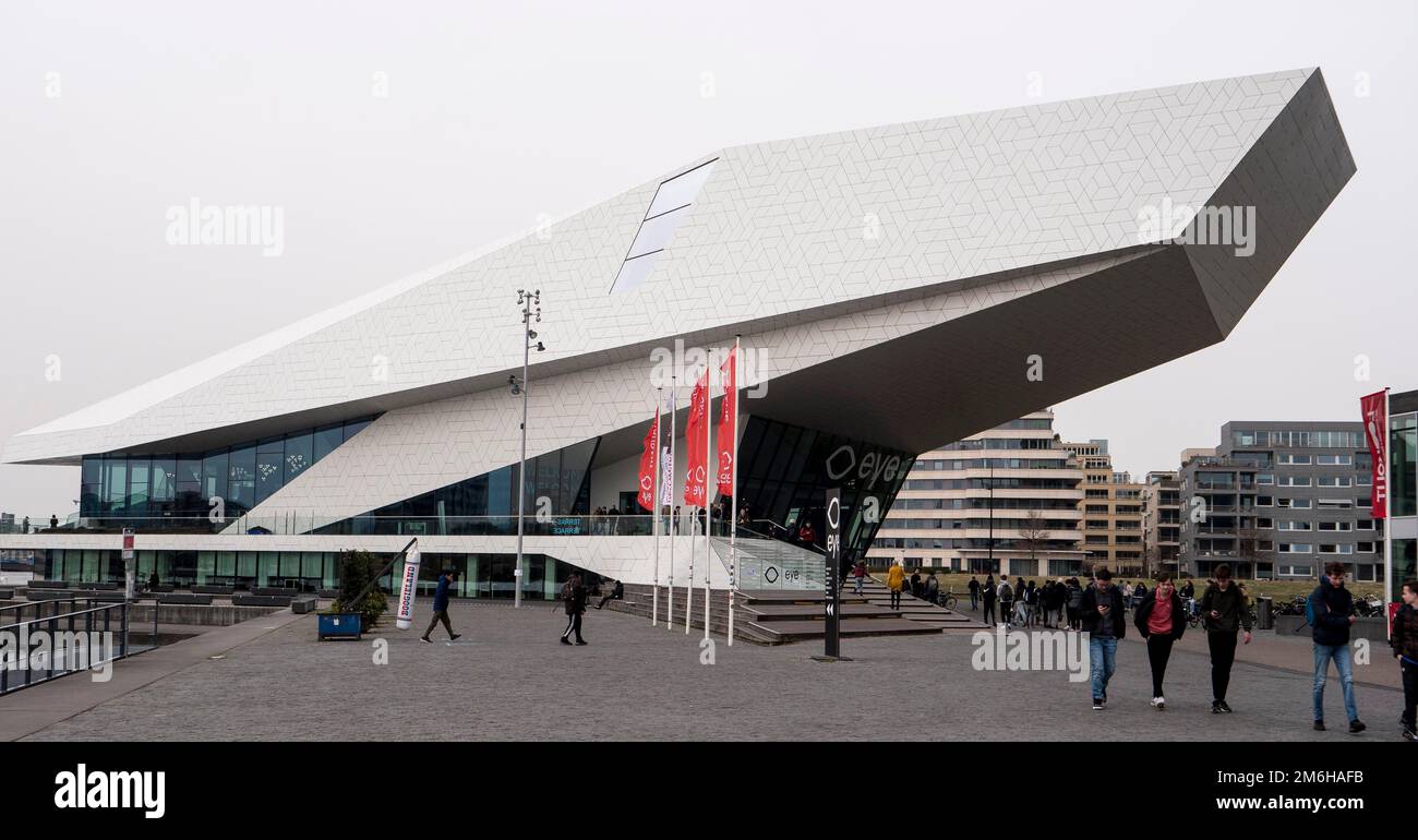 The modern, futuristic building of the EYE Film Instituut, Amsterdam ...