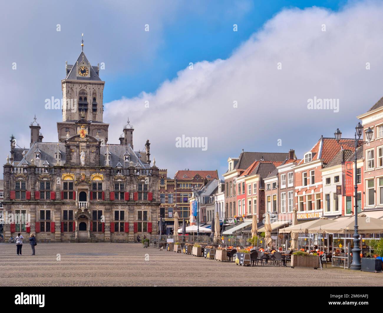 The beautiful Restored Town Hall Stadhuis Delft next to the traditional ...