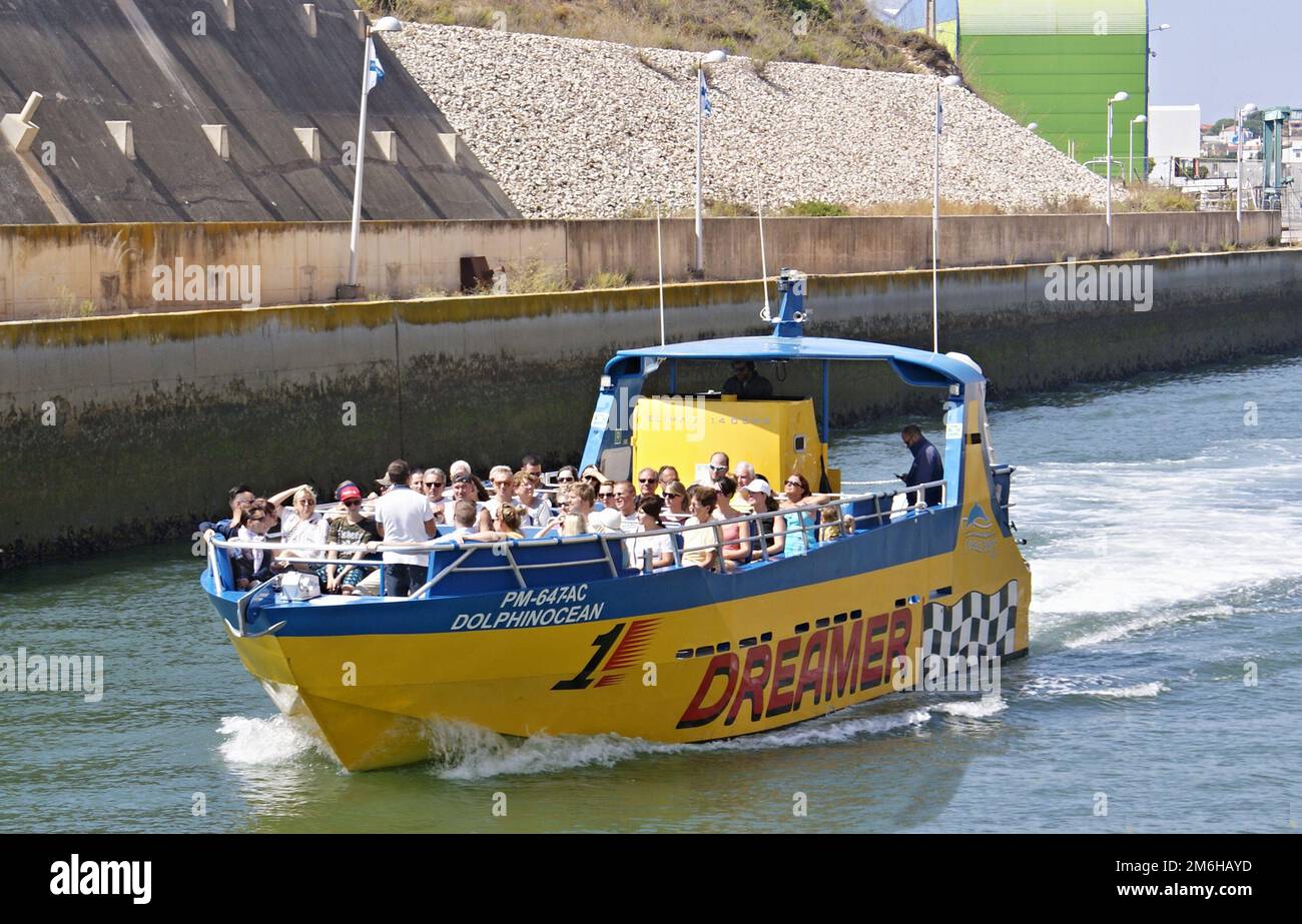 Excursion boat for tourists in the Marina of Albufeira, Algarve ...