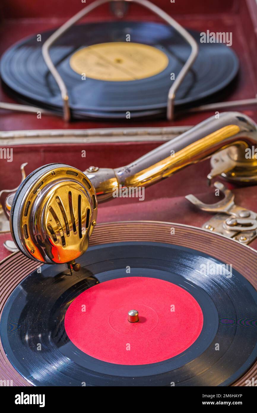 very close up view on gramophone Stock Photo - Alamy