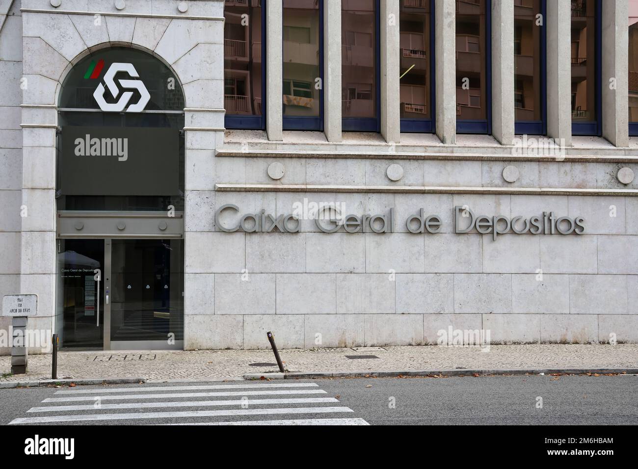 A view of the main entrance of Caixa Geral de depositos bank ...