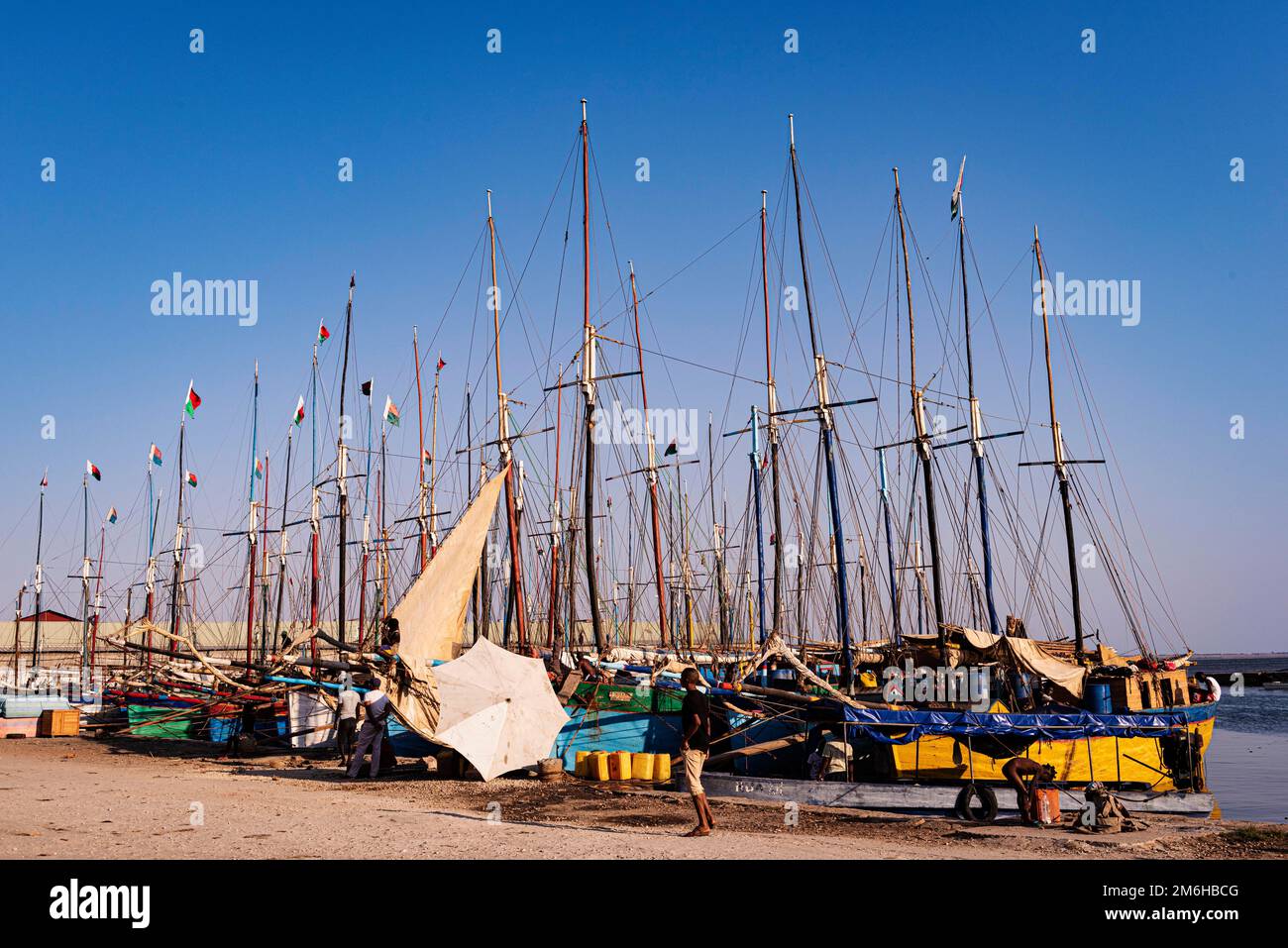 Fishing boats in the Arab quarter, old harbour, Mahajanga, Madagascar ...