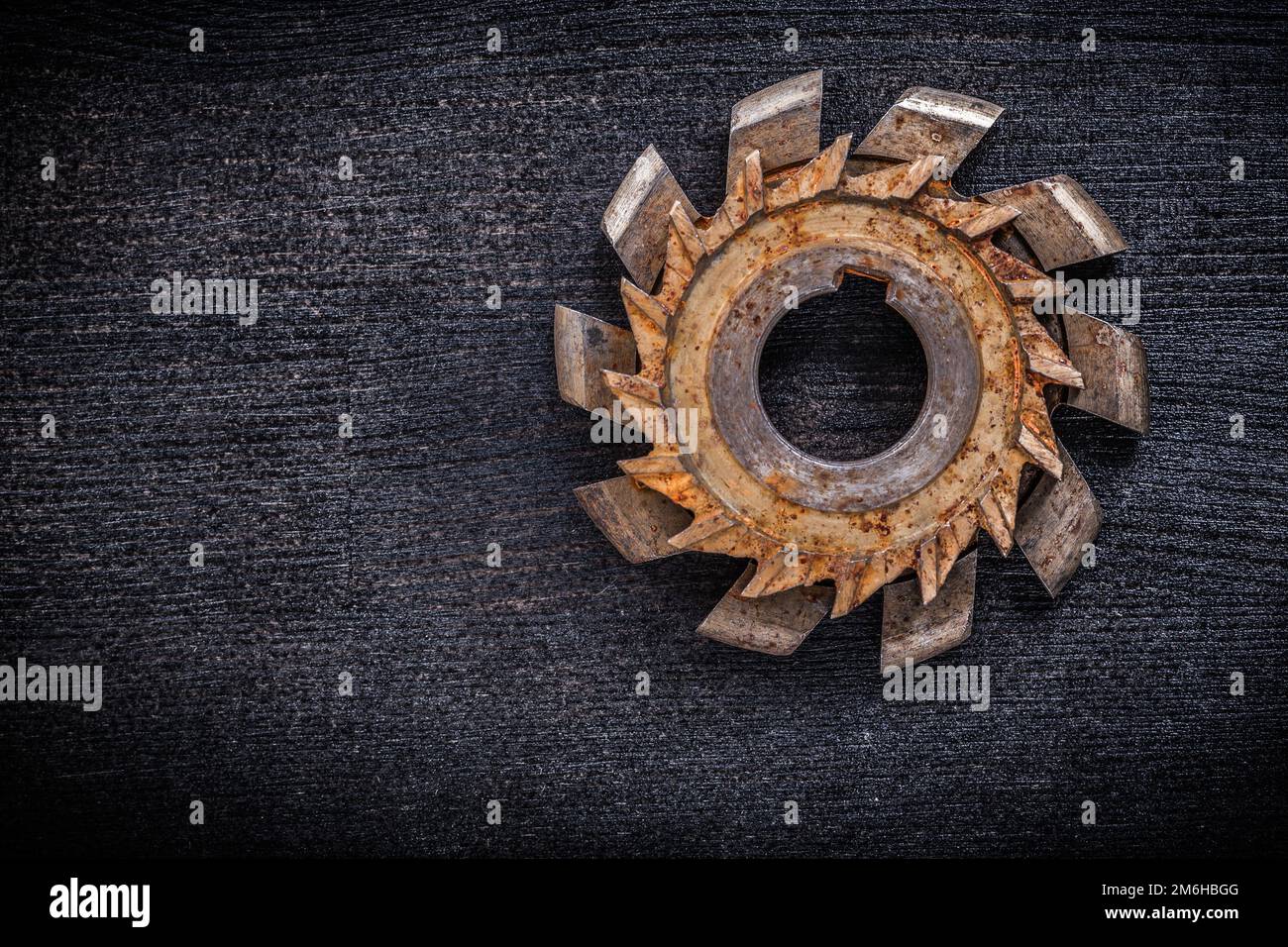 Vintage rusty cutting tool on wood board construction concept Stock ...