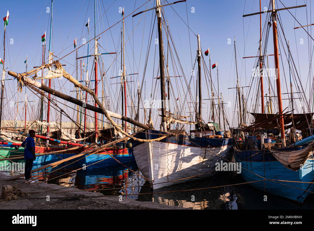 Fishing boats in the Arab quarter, old harbour, Mahajanga, Madagascar ...