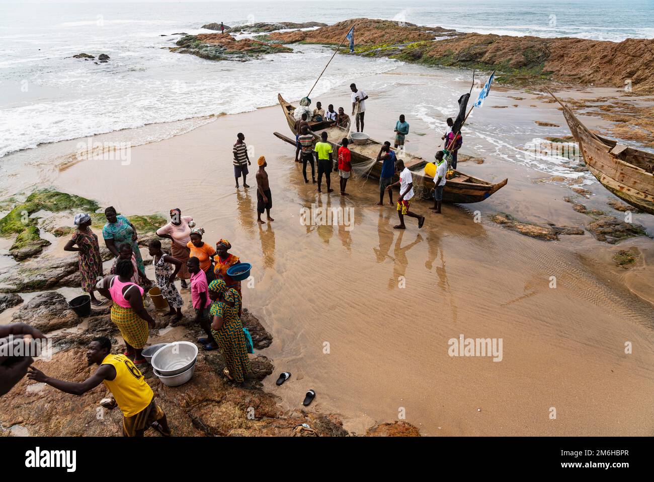 Bird's eye view, people, fishermen, traditional fishing boat, Cape ...