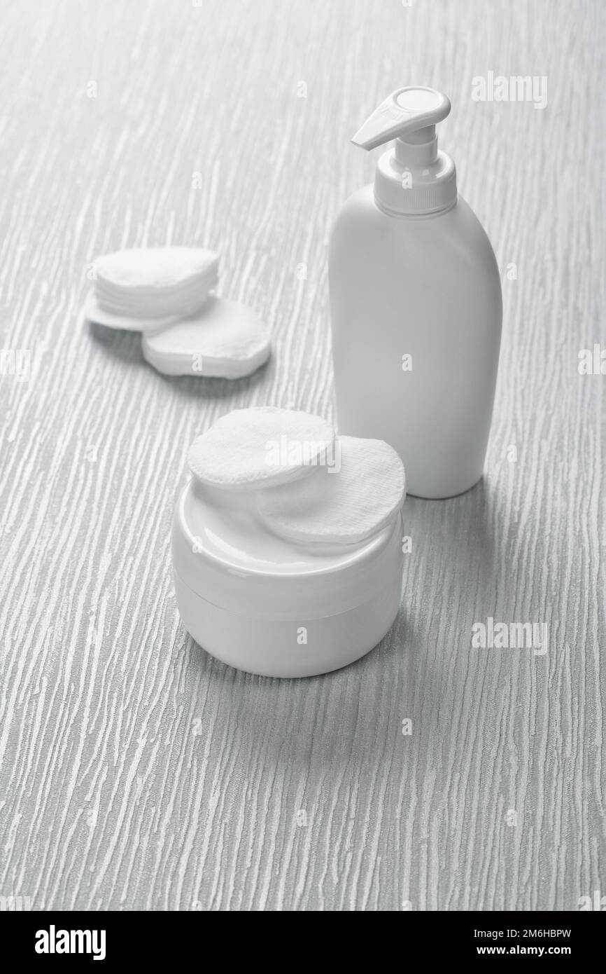 White articles on blue background Stock Photo - Alamy