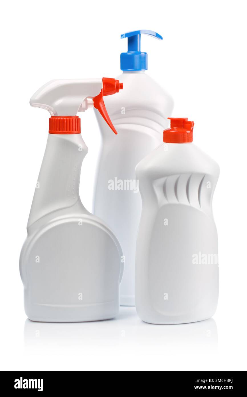 white kitchen cleaning bottles Stock Photo - Alamy