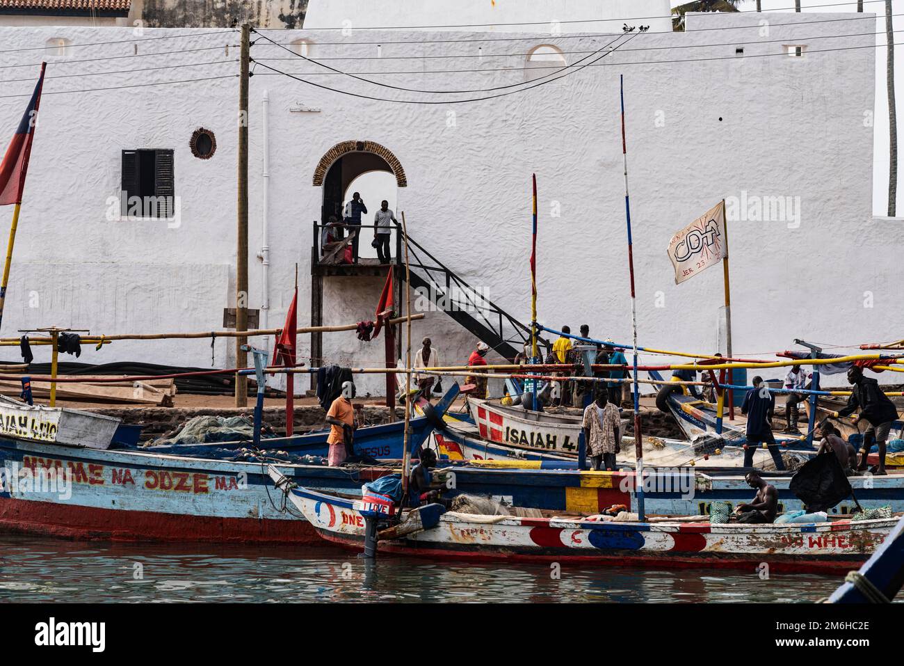 Fishing boats, Elmina Castle, St. George's Castle, fortress, slave ...