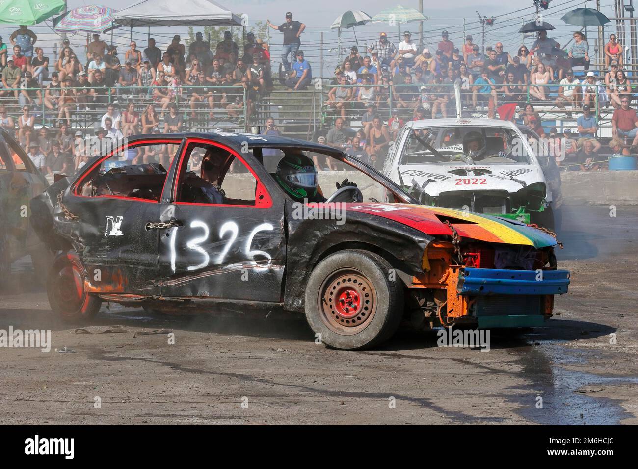 Demolition derby, Napierville, Province of Quebec, Canada Stock Photo ...