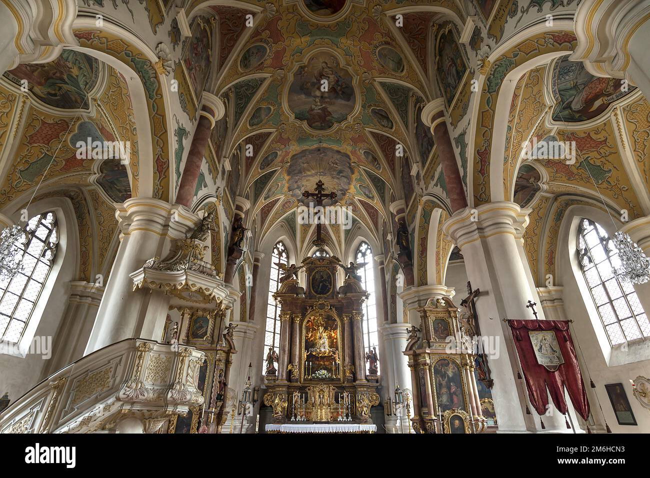 Interior with high altar of the Church of Our Lady, originally late ...